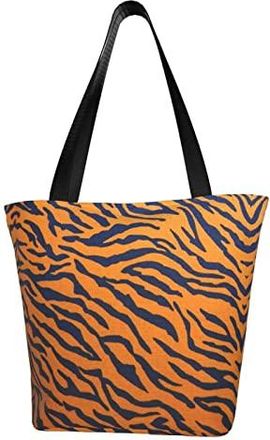 AOOEDM Tiger Print Animal Print Tote Bag Femmes Capacit&eacute; &Eacute;paule &Eacute;picerie Sacs