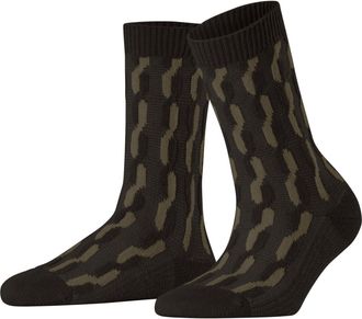 Falke Damen Socken Tress Lock W So Wolle Kaschmir gemustert 1 Paar, Braun Bison 5183, 35-38