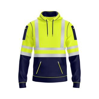 Noroze Herren Hi-Viz Kapuzenpullover Grau Reflektierendes Band Hohe Sichtbarkeit Sicherheit Mantel mit 4 Reißverschluss Taschen Sweatshirt Jacke (XXL, Stil 1
