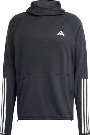adidas Mens Own The Run 3-Streifen Hoodie Black XL