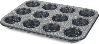 Salter BW070381EU7 Megastone 12 Cup Muffin-Backblech - Kohlenstoffstahl Kuchenform, Antihaftbeschichtung, PFOA-frei, Backofenfest, langlebiges Backwerkzeug, 