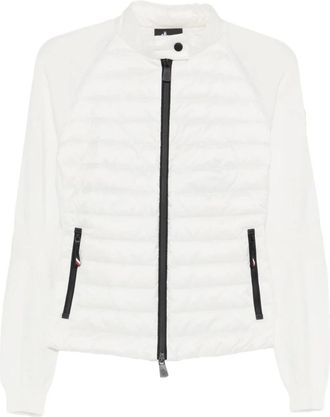 Moncler Homme, Vestes, Blanc, Taille: S Logo Motif Cardigan
