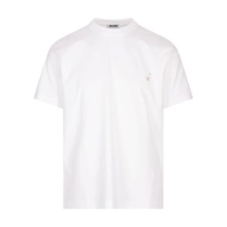 Moschino Homme, Tops, Blanc, Taille: S T-shirt en Coton Blanc