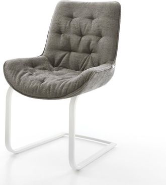 DELIFE Freischwinger Taimi-Flex Bouclé Soft Schlamm Freischwinger flach Weiß, Esszimmerstühle