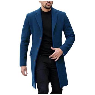 Generic Manteau Hiver Homme,Men&aposs Anoraks - Manteau d&aposhiver pour homme veste mode &eacute;l&eacute;gante long en laine confort et chaleur design contemporain (Blue,