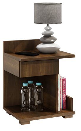 C&A Nachtschrank Nachtkosole Nachttisch Nachtschr&auml;nkchen Beistelltisch V85 (Links, Nussbaum)