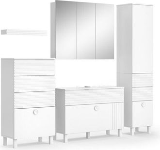 Vicco Ensemble de meubles de salle de bain Sola, Blanc, 4 parties