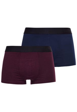Superdry Mens Offset Double Pack Trunks, Navy/Burgundy, Small