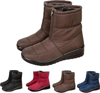 Generic Bottes de neige imperm&eacute;ables pour femme, chaudes et antid&eacute;rapantes, avec doublure en peluche, chaussures d&eacute;contract&eacute;es pour la marche, marron, 38.5 EU