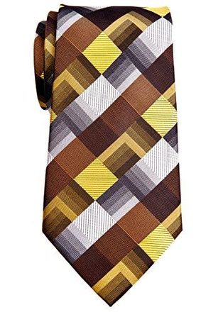 Retreez Cravate vintage en microfibre tiss&eacute;e pour homme Motif g&eacute;om&eacute;trique 8 cm 6 couleurs, jaune, taille unique