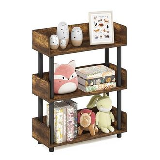 Furinno Turn-N-Tube 3-stufiges freistehendes Mehrzweck-Pr&auml;sentationsregal, B&uuml;cherregal, Bernsteinkiefer/Schwarz