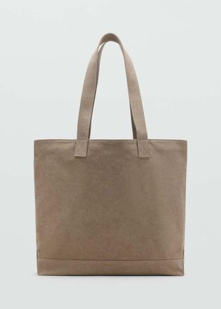 Mango Sac cabas en coton beige - Homme - Taille unique - MANGO MAN