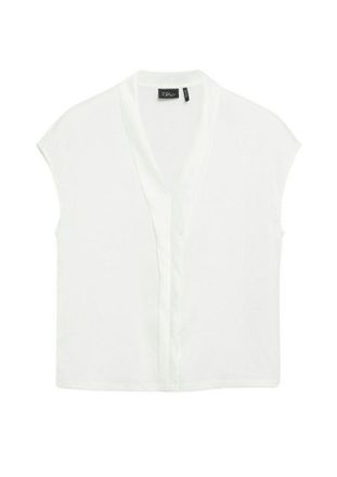 s.Oliver Kurzarmshirt T-Shirt Bluse im Fabricmix mit V-Ausschnitt