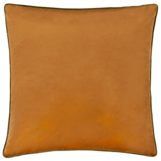 furn. Meridian Kissenbezug - luxuri&ouml;ser kontrastfarbener paspelierter Samt-Dekobezug (Ingwer/Olive - 45x45cm)