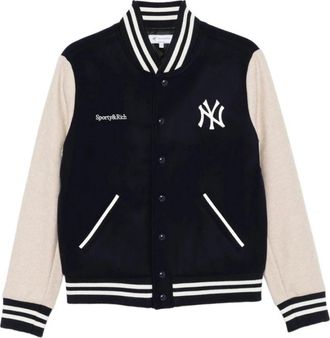 Sporty & Rich Blaue Wolle Logo Bestickte Oberbekleidung - - Jackets - Damen - Blau - S