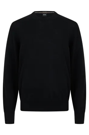 HUGO BOSS Virgin Wool Crew Neck Sweater - Black