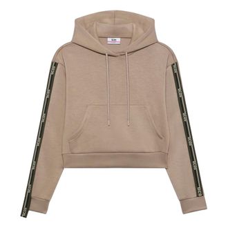 GCDS Gcds - SweaT-shirt &agrave; capuche en scuba avec bande logo - Femme - Sweatshirts et sweats &agrave; capuche - Brun - Taille: 44 FR