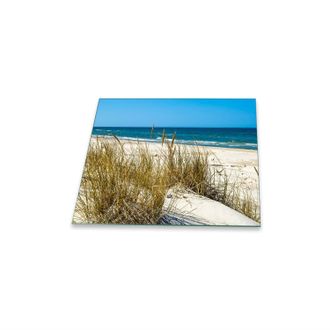 Decorwelt Herdabdeckplatte Abdeckung Ceranfeld Abdeckplatte Schneidebrett 1-Teilig 60x52 Strand Spritzschutz Glasplatte Ceranfeldabdeckung Schutz f&uuml;r Kochplatte