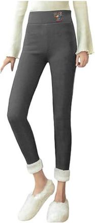 Generic Pantalons chauds de No&euml;l automne/hiver pour femme - Taille &eacute;lastique - Couleur unie - En polaire - 2026, gris, XXL