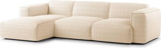 Studio Copenhagen home24 Ecksofa 3-Sitzer mit Longchair Beige Teddy-Bouclé Stoff Bony 284cm Longchair davorstehend links Modern
