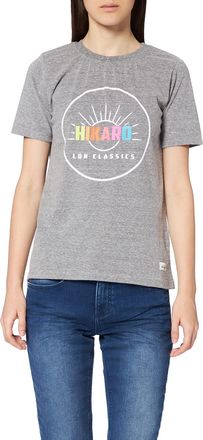 Hikaro Damen T-Shirt Chest Print Nep AMA HAYAND, Gr. Medium, Grau (Light Grey)