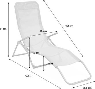 Sweeek Lot de 2 bains de soleil pliants - Levito Gris taupe- Transats textil&egrave;ne 2 positions. chaises longues