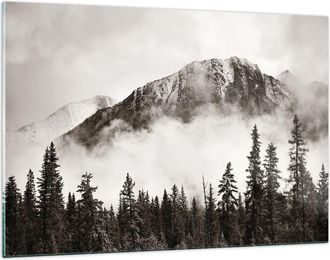 Arttor Wandbilder Dekoration Wohnzimmer Nebel Berg Wald Bilder auf Glas 120x80cm Glasbild Schlafzimmer Küche Deko Wand Kunstdruck Art Groß XXL Wanddeko Bild 