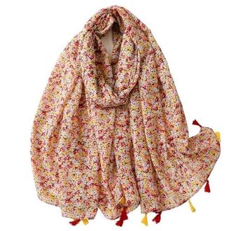 Generic &Eacute;charpe ch&acirc;le en viscose florale 180 cm pour hijab musulman, grande taille, bandeau tendance pour femme, quatre saisons, Couleur 333, taille unique