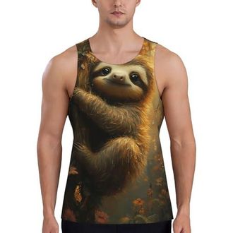 Generic D&eacute;bardeur respirant &agrave; s&eacute;chage rapide sans manches pour homme pour entra&icirc;nement &agrave; la plage S &agrave; 4XL, Fleurs paresseux mignons 14, 4XL