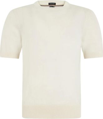 HUGO BOSS T-shirt en maille &agrave; manches courtes H-Umauro - Homme - Pulls - Blanc - Taille: S