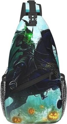 Generic Sac &agrave; bandouli&egrave;re effrayant t&ecirc;te de citrouille - Sac &agrave; bandouli&egrave;re de voyage pour homme - Sac &agrave; dos de randonn&eacute;e