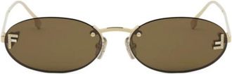 Fendi First Crystal Oval Sonnenbrille - - Accessories - unisex - Gelb - 54 MM