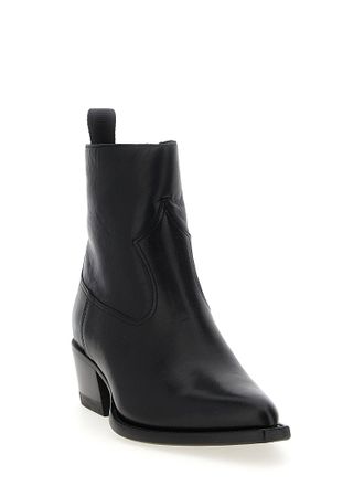 Golden Goose Leather Texan Ankle Boot - Black