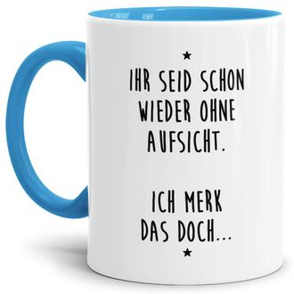Tassendruck Lustige Tasse mit Spruch Ich Merk das doch... - B&uuml;ro/Job/Arbeit/Witzig/Kaffee-Tasse/Geschenk-Idee/Innen & Henkel Hellblau
