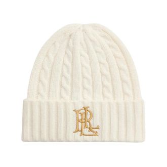 Ralph Lauren Cable Stitch Crew Pompom M&uuml;tze - - Accessories - Damen - Beige - ONE SIZE