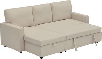 Best Mobilier Bestmobilier - Meiya - canapé dangle réversible 4 places convertible avec coffre en tissu