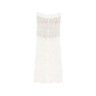 Liu Jo Femme, Pantalons, Blanc, Taille: 42 FR Openwork Knit Pantalons