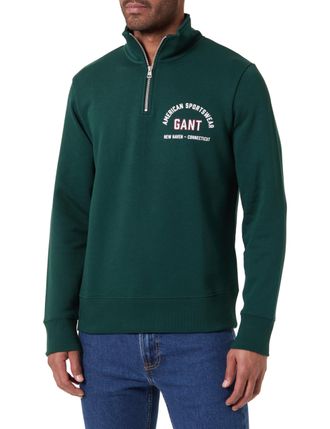 GANT Herren Printed Graphic Half Zip Sweatshirt, Tartan Green, XL