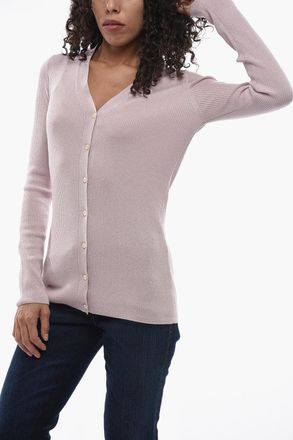 Prada Gerippter Cardigan mit V-Ausschnitt und Lurex-Finish Prada