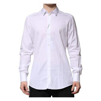 Dolce & Gabbana Wei&szlig;e Baumwoll Langarm Formelle Hemd - - Shirts - Herren - Wei&szlig; - 5XL