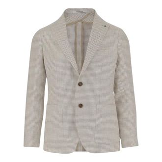 Tagliatore Homme, Vestes, Beige, Taille: XL Veste &Agrave; UN Bouton EN M&eacute;lange DE LIN &Agrave; Motif Pied-De-Poule