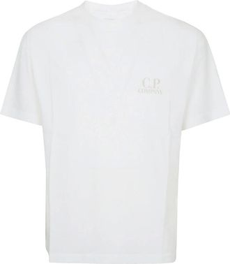 C.P. Company C.p. Company, Homme, Tops, Blanc, Taille: S T-Shirt Logo Manches Courtes 30/1 Jersey
