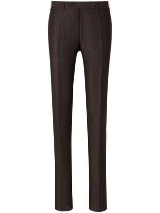 Canali pantalon en lin &agrave; coupe droite - Marron