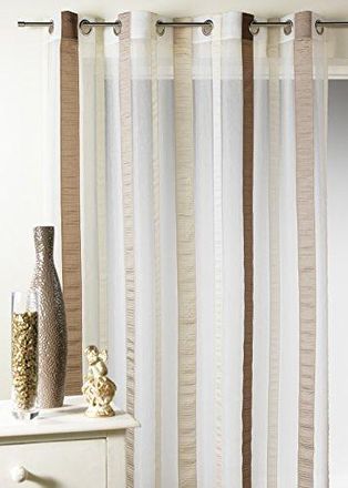 HOME MAISON HM69481988 Gardine, Organza, Polyester, gestreift, Bedruckt, 150 x 260 cm, Grau