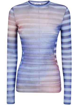 Jean Paul Gaultier Mesh-gedrucktes Oberteil mit langen &Auml;rmeln