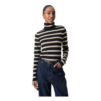 Soaked In Luxury SLSpina Pull &agrave; col roul&eacute; ray&eacute; - Femme - Pulls - Noir - Taille: 42 FR