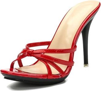 Miyoopark Mules sexy pour femme avec talon aiguille Mule d&eacute;t&eacute;, T11 rouge, 43 EU