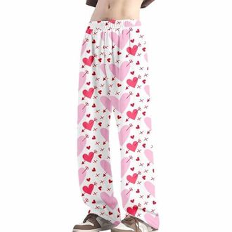Generic Pantalon de pyjama confortable pour homme - Pour la Saint-Valentin - Imprim&eacute; coeur - Jambes larges - En coton - Coupe ample - V&ecirc;tement de nuit - V&ecirc;tem