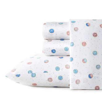 Poppy & Fritz Queensize-Bettlaken, Baumwollperkal-Bettw&auml;sche-Set, knackig und cool, leichte Heimdekoration (Gepunktete Donuts, Queen)