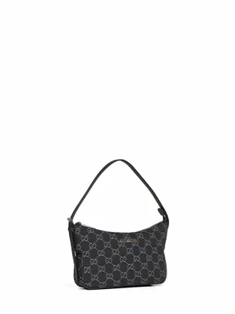 Gucci Womens Shoulder Bag Lady Lunetta Black Denim Lambskin